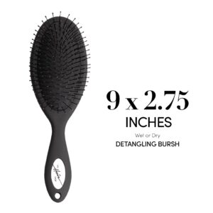 Detangling Brush Safe for Hair Extensions by The Hair Shop, 909 Ergonomic Detangler Brush for Dry or Wet Hair, Combs, Glides Thru Natural, Curly, For Men & Women