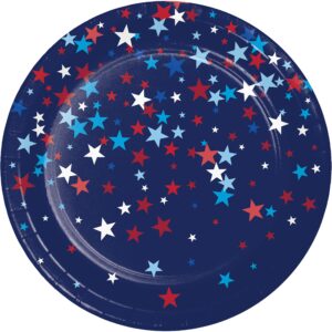 creative converting patriotic pride fourth of july dessert plates, 7", multi-color