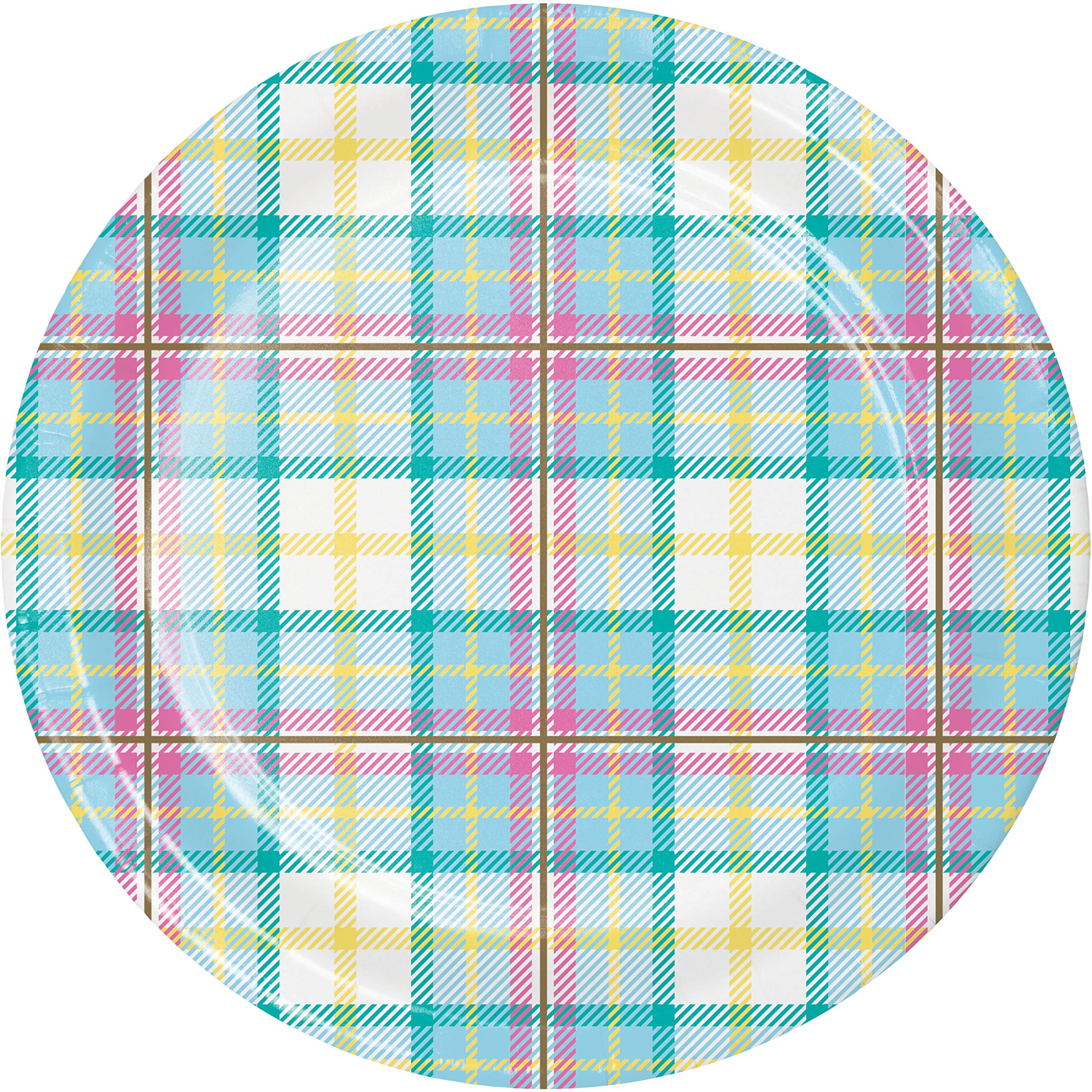 Creative Converting Easter Plaid Dessert Plates, 7", Multi-color