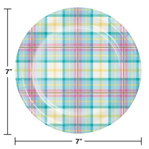 Creative Converting Easter Plaid Dessert Plates, 7", Multi-color