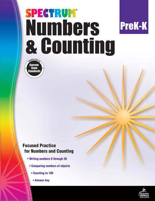 Spectrum, Numbers and Counting Workbook, Grades PK–K, Printable