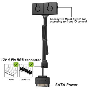 EZDIY-FAB 12V to 5V RGB Converter, 3-Way Splitter, SATA Connector, 50 Color Modes, 100x 5V LEDs