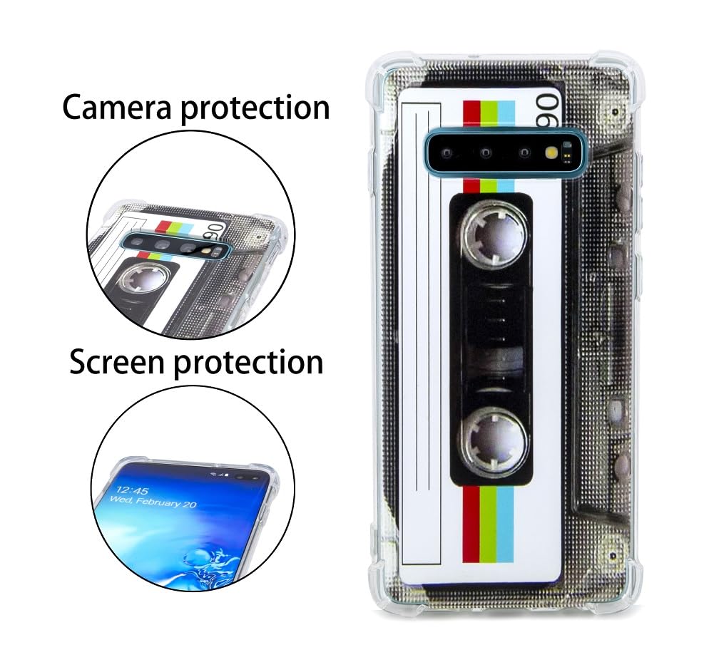 FAteam Case for Galaxy S10 Plus, Matte Finish with TPU Soft Bumper Retro Cassette Tape Case Compatible with Samsung Galaxy S10 Plus 2019 Release