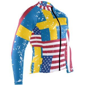 cycling jersey men long sleeve tops american swedish flag bike shirts bicycle clothes jacket