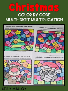 christmas multi digit multiplication color by number