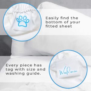 Wooflinen Premium 100% Viscose Derived from Bamboo 4pc Sheet Set - Full - Deep Pocket Fitted up to 16 Inch - Breathtakingly Soft and Cool Sheets in Matte White