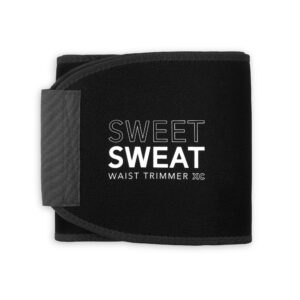 sweet sweat waist trimmer 'xtra-coverage' belt | premium waist trainer with more torso coverage for a better sweat! (small) black