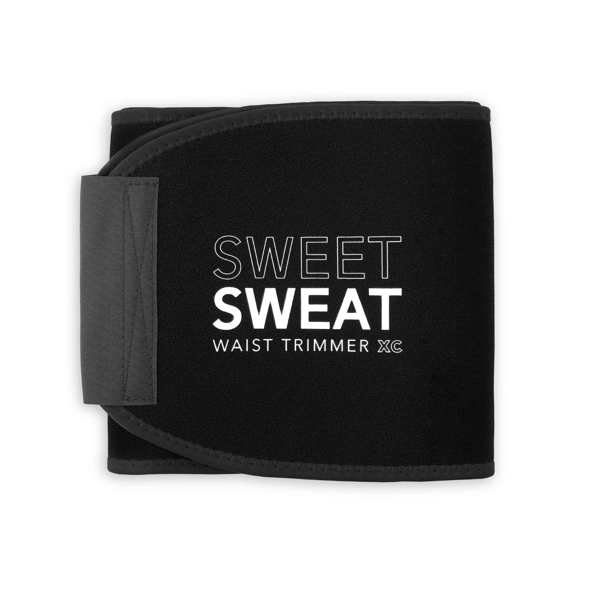 Sweet Sweat Waist Trimmer 'Xtra-Coverage' Belt | Premium Waist Trainer with more Torso Coverage for a Better Sweat! (Small) Black