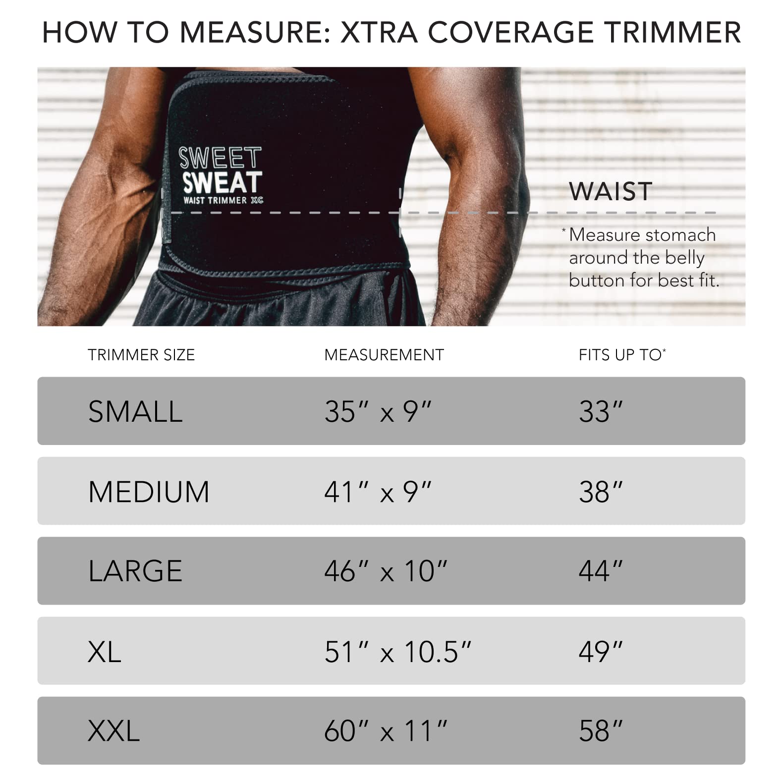 Sweet Sweat Waist Trimmer 'Xtra-Coverage' Belt | Premium Waist Trainer with more Torso Coverage for a Better Sweat! (Small) Black