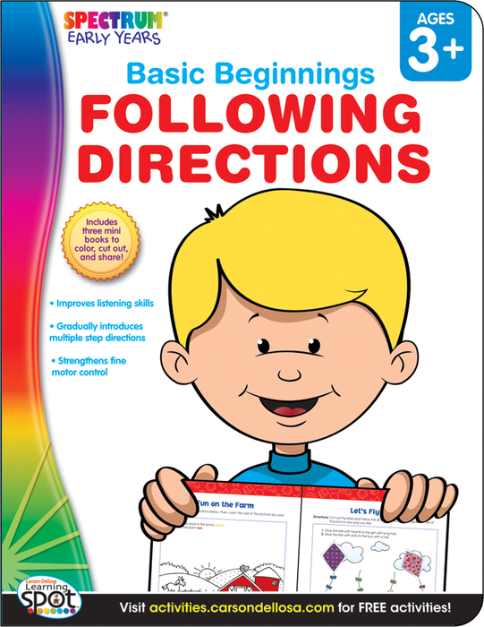 Spectrum | Following Directions Workbook | Grades PK–K, Printable