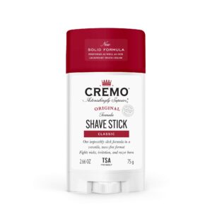 cremo barber grade shave stick, solid mess-free formula, original 2.66 ounce