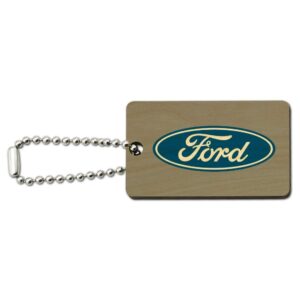 graphics & more ford motor company blue oval logo wood wooden rectangle keychain key ring