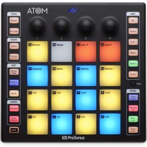 PreSonus AudioBox 96 Audio Interface (May Vary Blue or Black) Full Studio Bundle with Studio One Artist Software Pack, ATOM MIDI/Production Pad Controller, Eris 4.5 BT Pair 2-Way Bluetooth Monitors