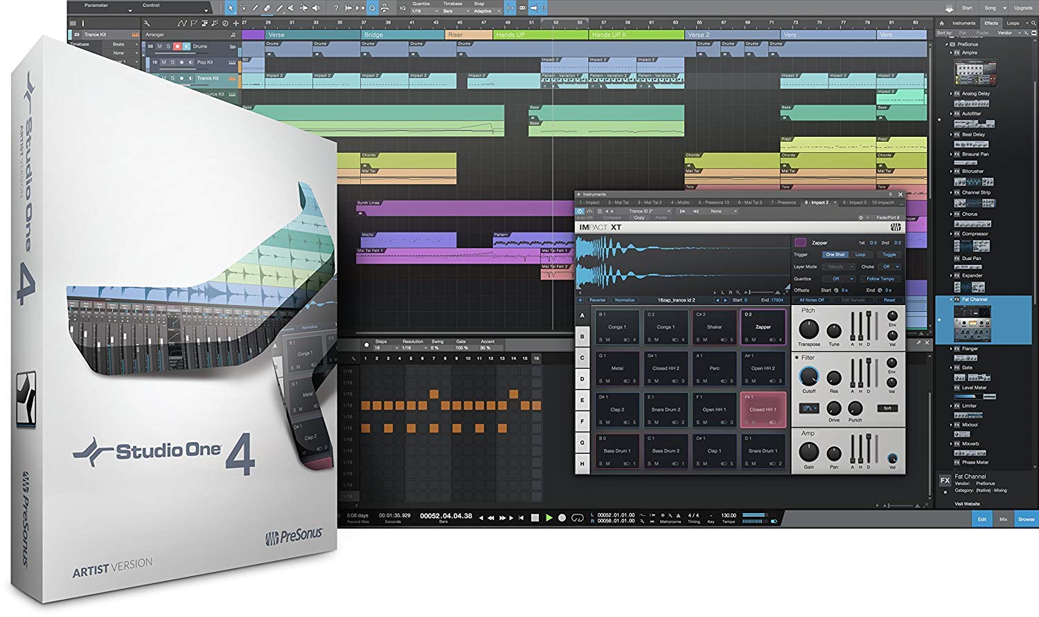 PreSonus AudioBox 96 Audio Interface (May Vary Blue or Black) Full Studio Bundle with Studio One Artist Software Pack, ATOM MIDI/Production Pad Controller, Eris 4.5 BT Pair 2-Way Bluetooth Monitors