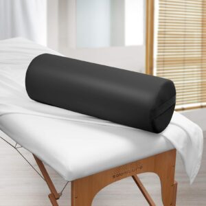 Saloniture Jumbo Round Massage Table Bolster Pillow Pad - 26 x 9 Inch - Black