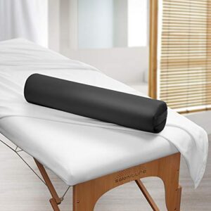 Saloniture Full Round Massage Table Bolster Pillow Pad - 26 x 6 Inch - Black