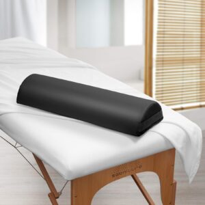 Saloniture Jumbo Half Round Massage Table Bolster Pillow Pad - 26 x 9 x 4.5 Inch - Black