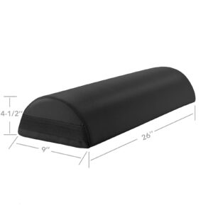 Saloniture Jumbo Half Round Massage Table Bolster Pillow Pad - 26 x 9 x 4.5 Inch - Black