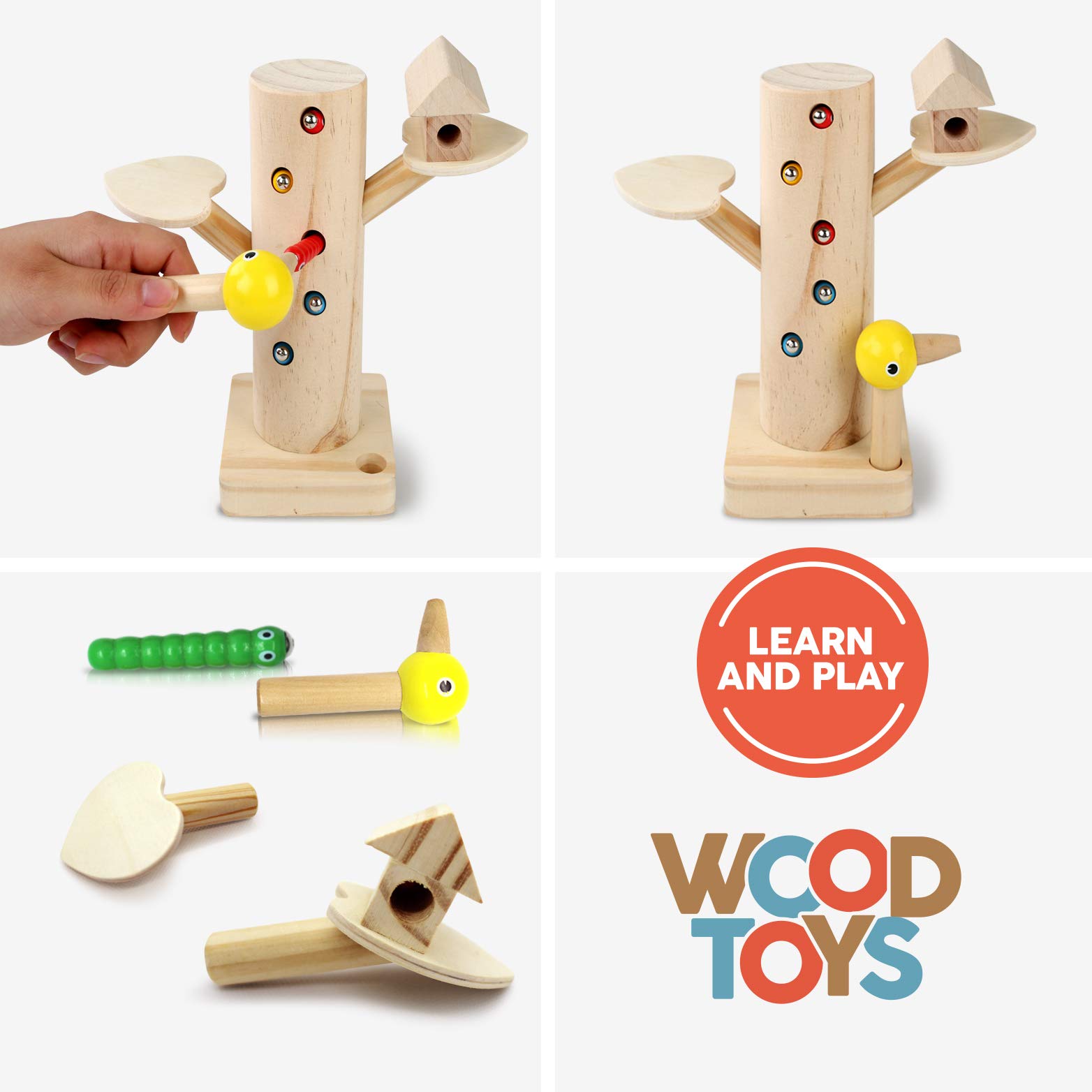 JOJO Fine Motor Skills Toy for Toddlers Montessori Wooden Toys Magnetic Bird Toy Set Woodpecker Catching Bug Game for Boy and Girl Early Preschool Learning Toys Educational Gift 2 3 4 5 Years Old