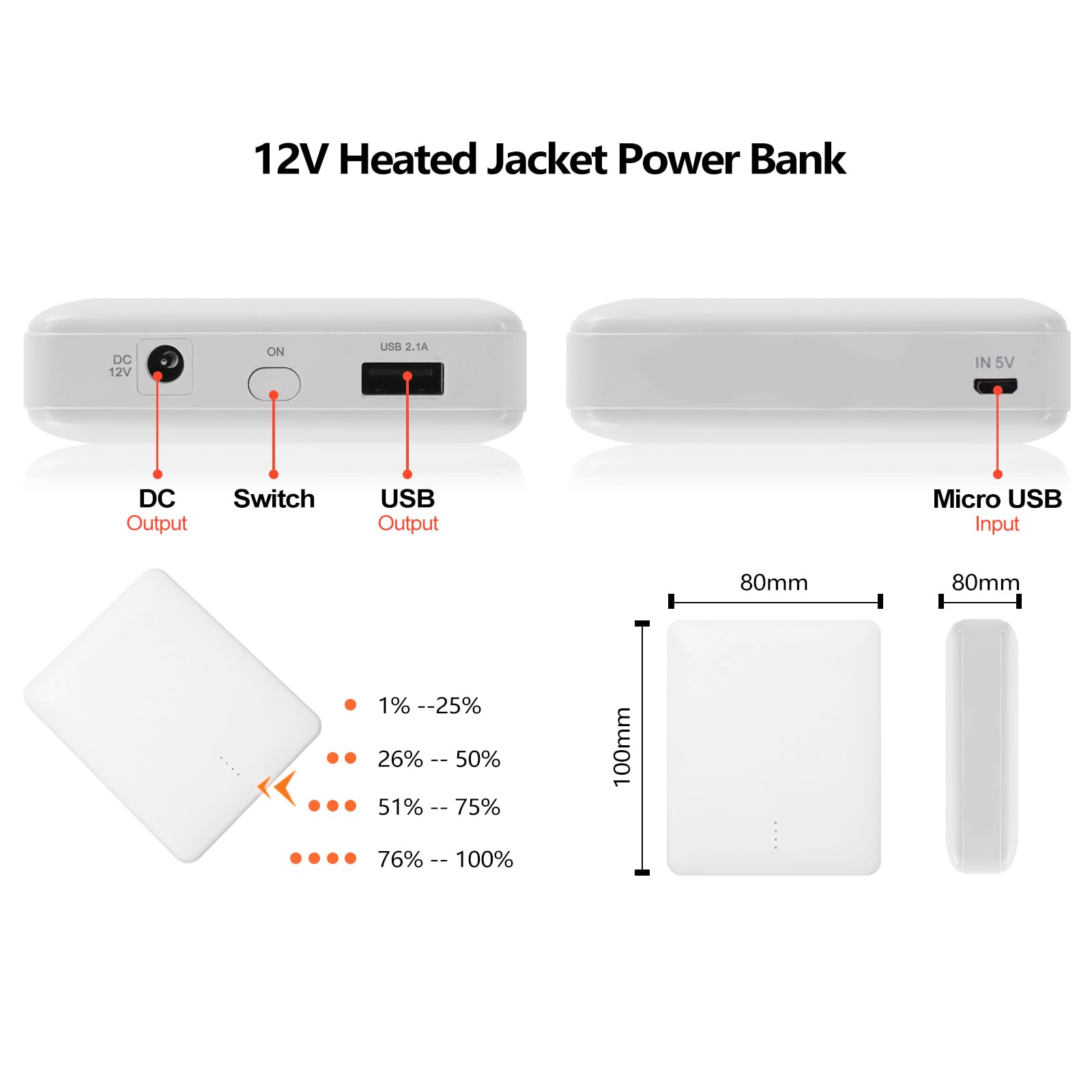 Smarkey 12v Heated Jacket Battery and Charger for Milwaukee, Dewalt, Snap-on, Metabo, Craftsman, AEG, Ryobi, Rigid Replacement (3000mAh)