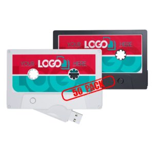 possibox custom cassette tape usb flash drive 512mb printed with your logo - as campaign gift bulk 50 pack