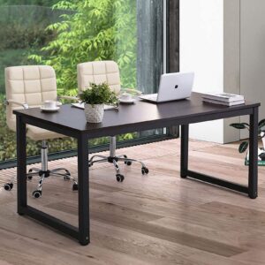 nsdirectmodern computer desk 63 inch large office desk writing study table for home office desk workstation wide metal sturdy frame thicker steel legs, black.