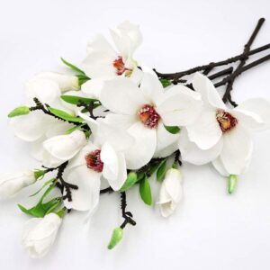 dameing artificial magnolia flower 6pcs bridal wedding bouquet cloth plastic fake wedding flower bouquet for wedding party home office garden bridal hydrangea decor anniversary pool party