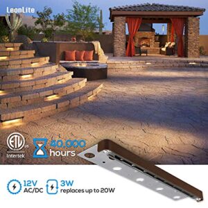 LEONLITE 8-Pack Classic Series 12 Inch LED Retaining Wall Lights, Hardscape Lighting Low Voltage, Voltage Landscape 12V Paver 3W Outdoor Step 2700K Soft White, ETL