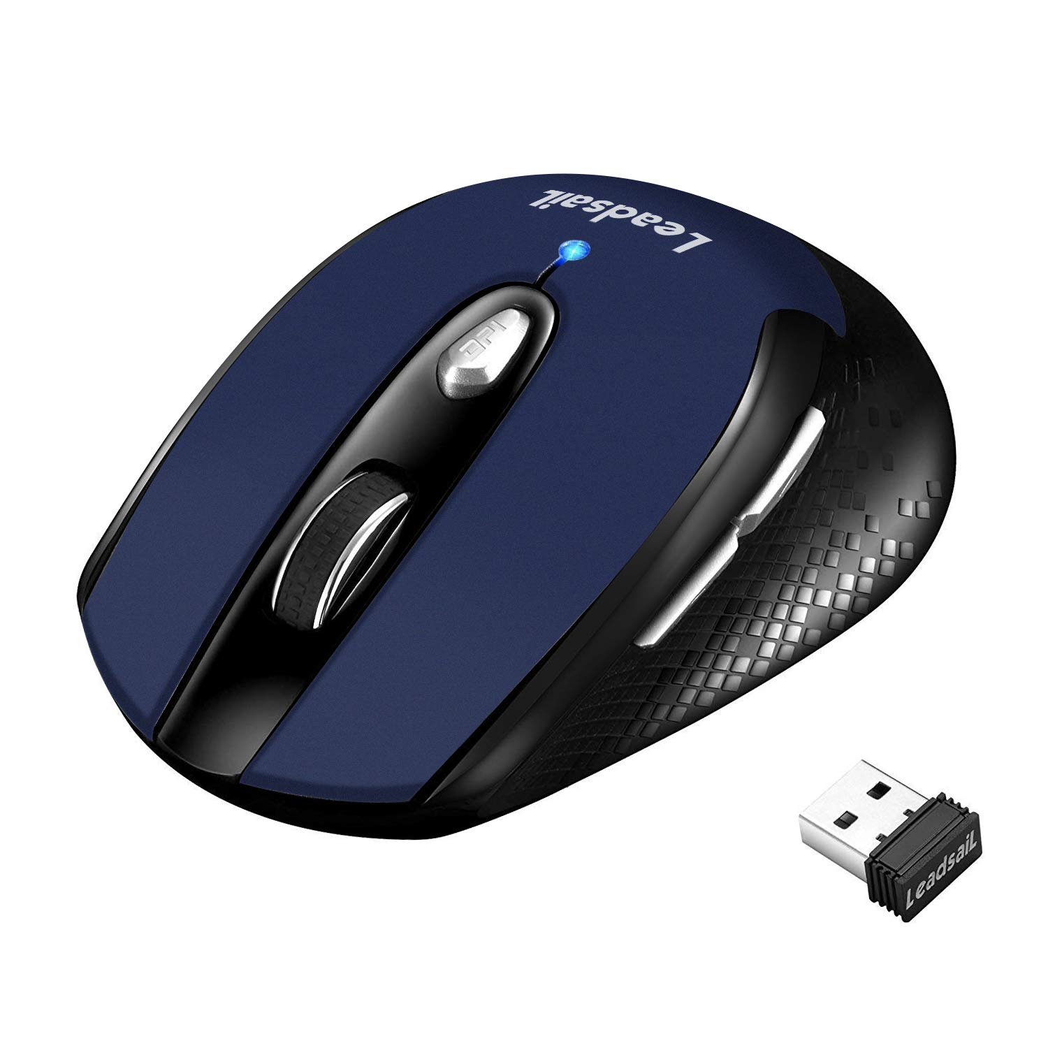 LeadsaiL Wireless Computer Mouse, 2.4G Portable Slim Cordless Mouse Less Noise for Laptop Optical Mouse with 6 Buttons, USB Mouse for Laptop, Deskbtop, MacBook