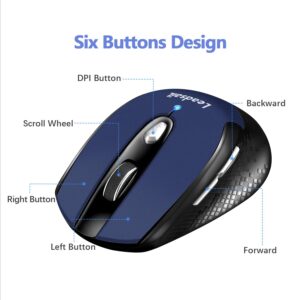 LeadsaiL Wireless Computer Mouse, 2.4G Portable Slim Cordless Mouse Less Noise for Laptop Optical Mouse with 6 Buttons, USB Mouse for Laptop, Deskbtop, MacBook