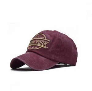 xibeitrade new york star baseball cap men women casual dad hat (wine red)