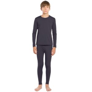 vicherub thermal underwear set for boys long johns fleece lined kids base layer thermals sets boy charcoal xl