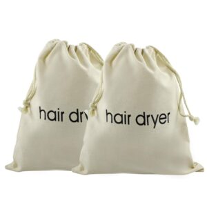 trounistro 2 pack hair dryer bags drawstring bag big cotton hairdryer bag (color 1)