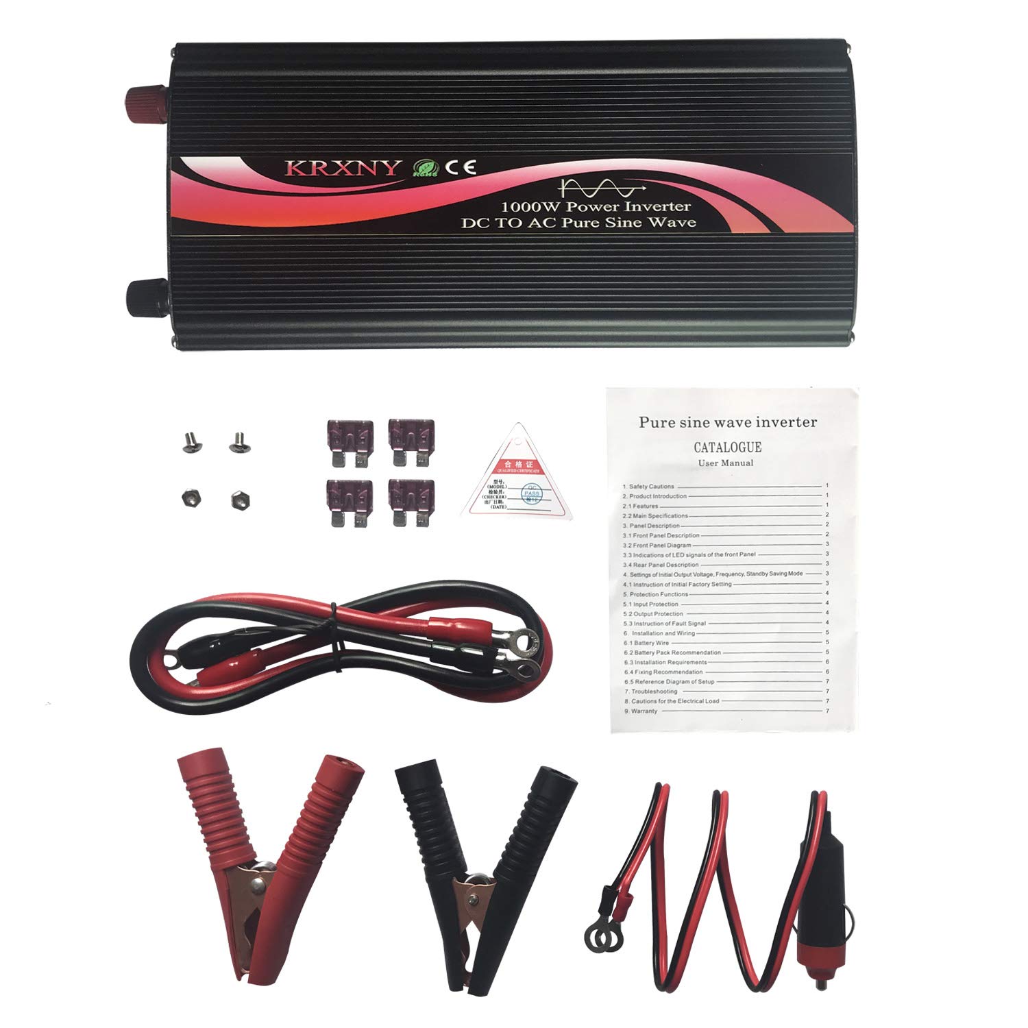 KRXNY 1000W Pure Sine Wave Power Inverter 48V DC to 110V 120V AC 60HZ with LED Display US Output Socket