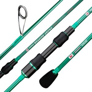 berrypro ultralight spinning fishing rod, travel spinning rod with solid carbon tip fast action, 2-8lbs, 1/32-1/8oz (6', 6'6'') (6'6''-ultra light-2pc)