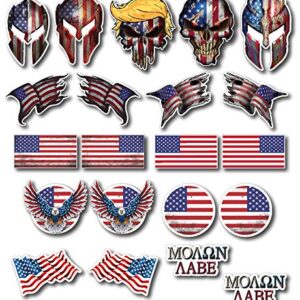 21 Pack Hard Hat Patriotic American USA Flag Decal Sticker Combo Variety Pack 3M Vinyl Peel and Stick Signs