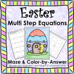 easter math spring solving equations multi step equations maze and color by number bundle