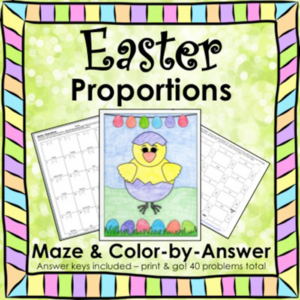 spring easter math proportions maze and color by number bundle