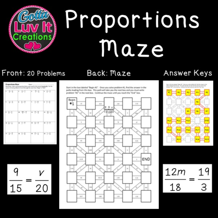 Proportions 2 Mazes 40 problems