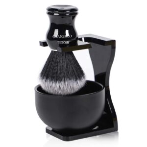 je&co men's shaving brush set, 3 in 1 synthetic shaving brush with acrylic stand and steel bowl