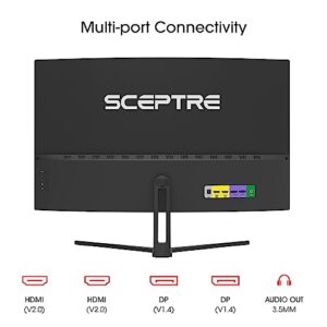 Sceptre 32-inch Curved Gaming Monitor Overdrive up to 240Hz DisplayPort 165Hz 144Hz HDMI AMD FreeSync Build-in Speakers, Machine Black (C325B-185RD)