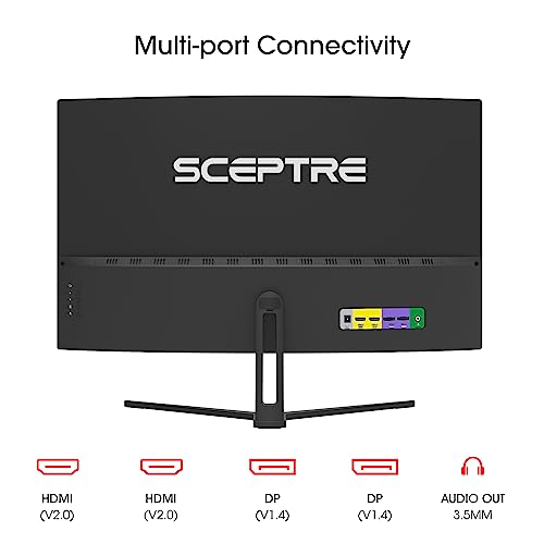 Sceptre 32-inch Curved Gaming Monitor Overdrive up to 240Hz DisplayPort 165Hz 144Hz HDMI AMD FreeSync Build-in Speakers, Machine Black (C325B-185RD)