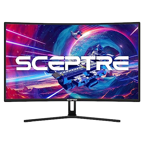 Sceptre 32-inch Curved Gaming Monitor Overdrive up to 240Hz DisplayPort 165Hz 144Hz HDMI AMD FreeSync Build-in Speakers, Machine Black (C325B-185RD)