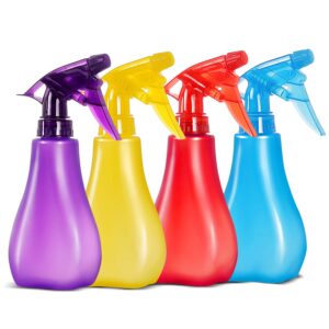 8 oz empty plastic spray bottles with adjustable nozzle - durable trigger sprayer with mist & stream modes - refillable sprayer for taming hair, hair styling, watering plants, showering pets - 4 pack