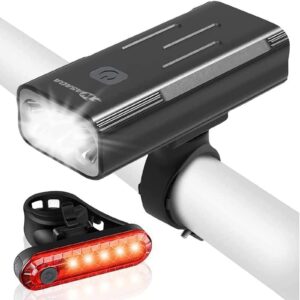 wasaga usb rechargeable bike light set - 3000 lumens bike headlight super bright waterproof bicycle light and taillight for road bike, bmx