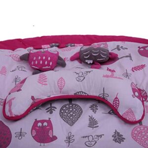 Bacati Owls Girls Cotton Activity Gym with Mat, Pink/Grey