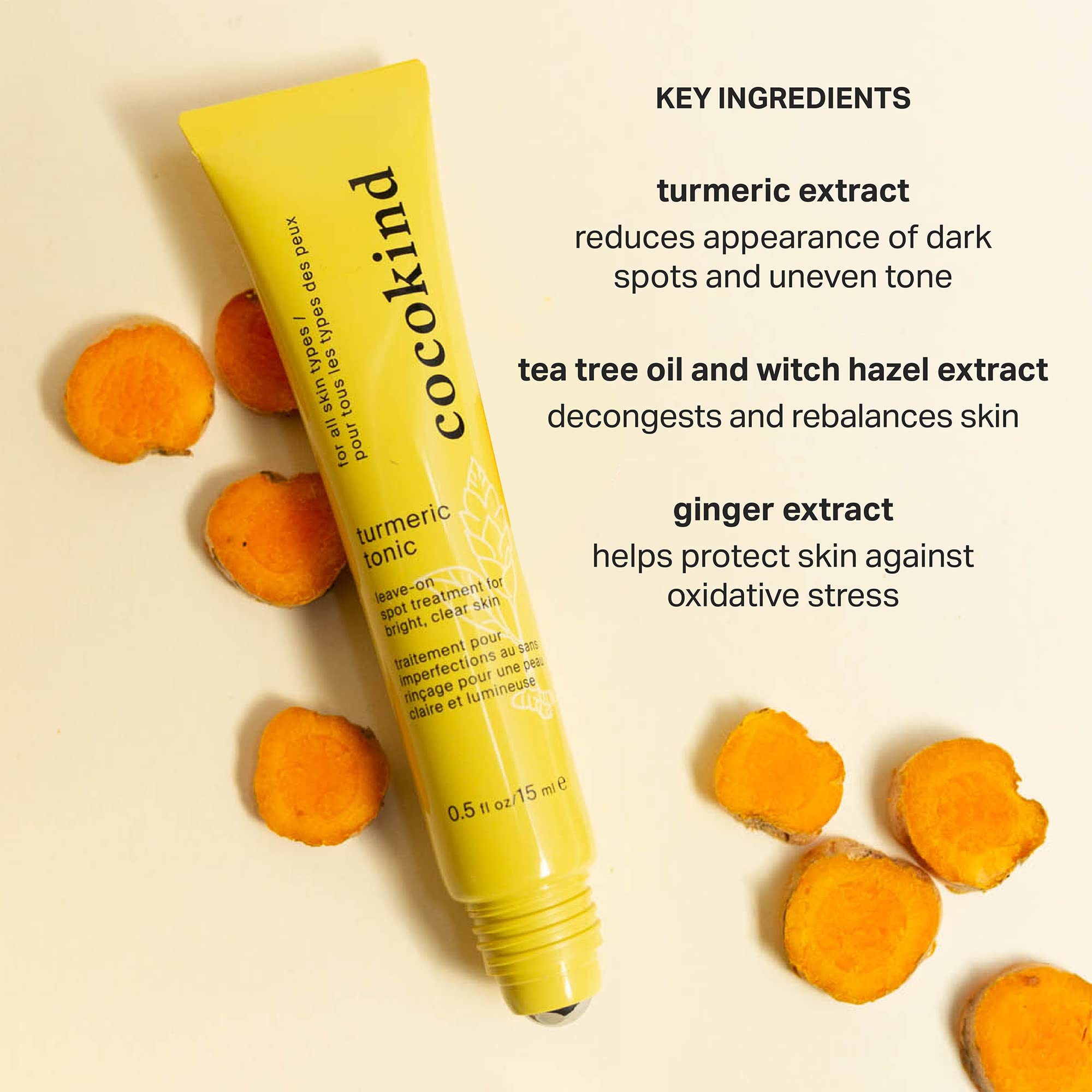 Cocokind Turmeric Tonic, Spot Treatment for Dark Spots and Blemishes with Organic Turmeric, Tea Tree Oil, and Witch Hazel