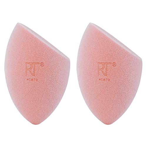 Real Techniques Miracle Powder Sponge, Makeup Blending Sponge For Powder Products, Set Makeup For Natural Finish & Cloud Skin, Buildable Coverage, Velvet Material, Latex-Free Foam, 2 Count