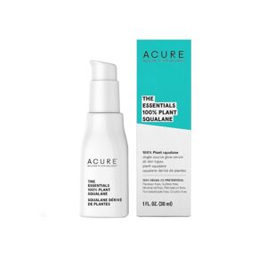 acure the essentials 100% plant squalane oil - hydrating, moisturizer ultra-light glow liquid serum for skin & hair - 100% vegan - lightweight & unscented - multi-purpose care regimen oil - 1 fl oz