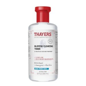 thayers blemish clearing salicylic acid toner, acne treatment face toner with 2% salicylic acid, soothing and non-stripping skin care, 12 fl oz (packaging may vary)